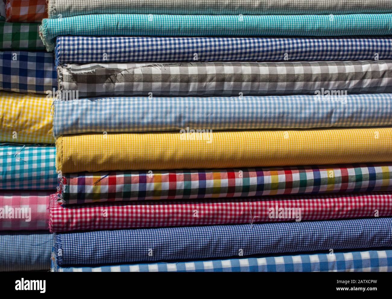Examples of colorful fabric of various color and type Stock Photo - Alamy
