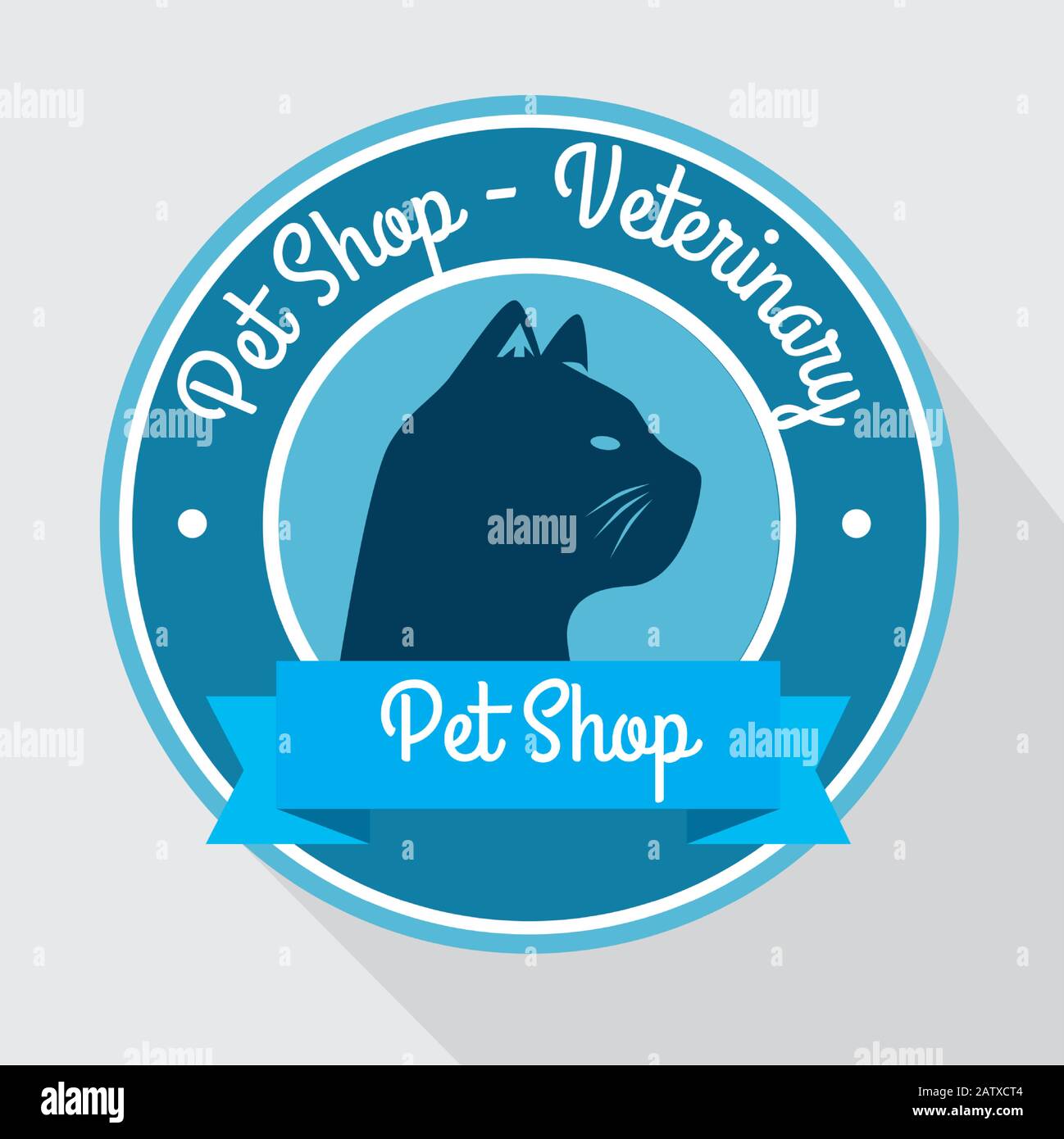 seal of pet shop veterinary with cat silhouette Stock Vector Image ...