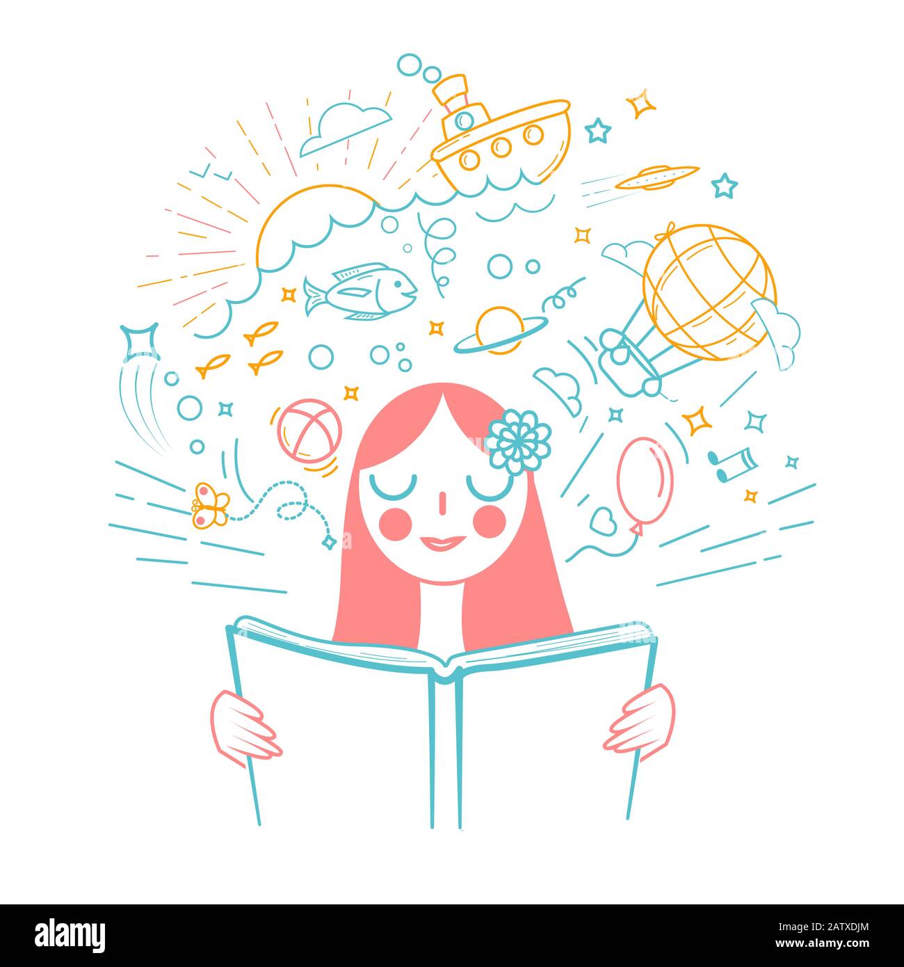 Student girl books in Stock Vector Images - Alamy