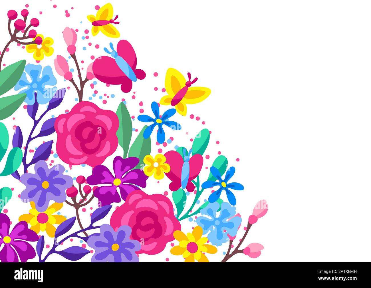 Background with spring flowers. Beautiful decorative natural plants ...