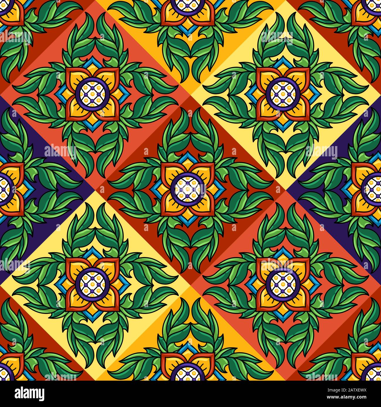 Mexican talavera ceramic tile seamless pattern. Decoration with ...