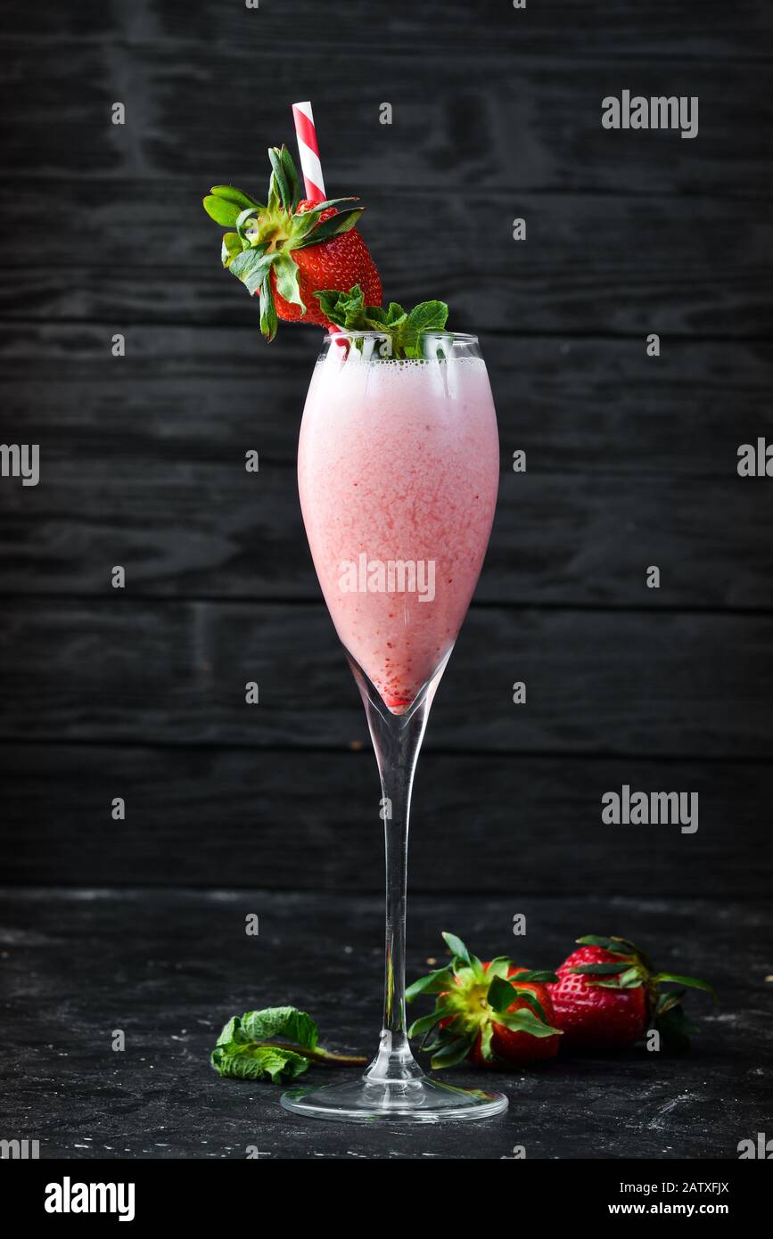 Strawberry Cocktail. Top view Stock Photo - Alamy