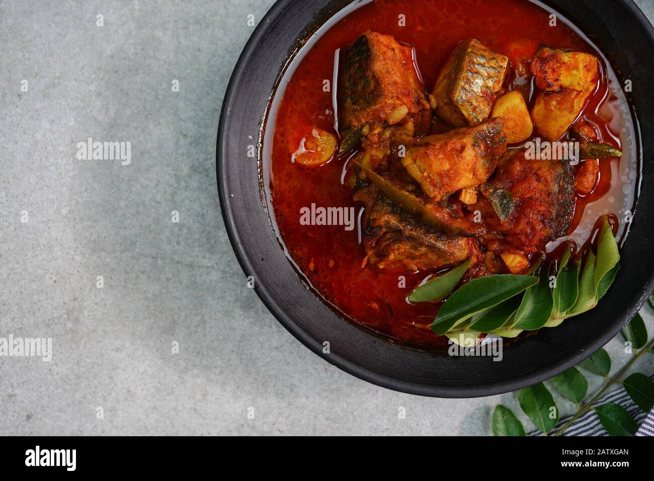 Kerala Kuttanadan Spicy red Fish / Meen Curry,Overhead view Stock Photo ...