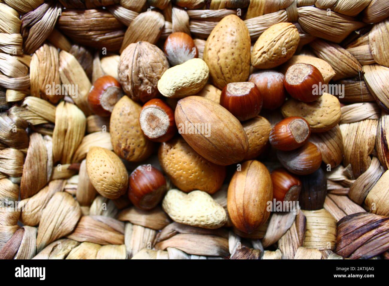 The picture shows many different nuts Stock Photo - Alamy