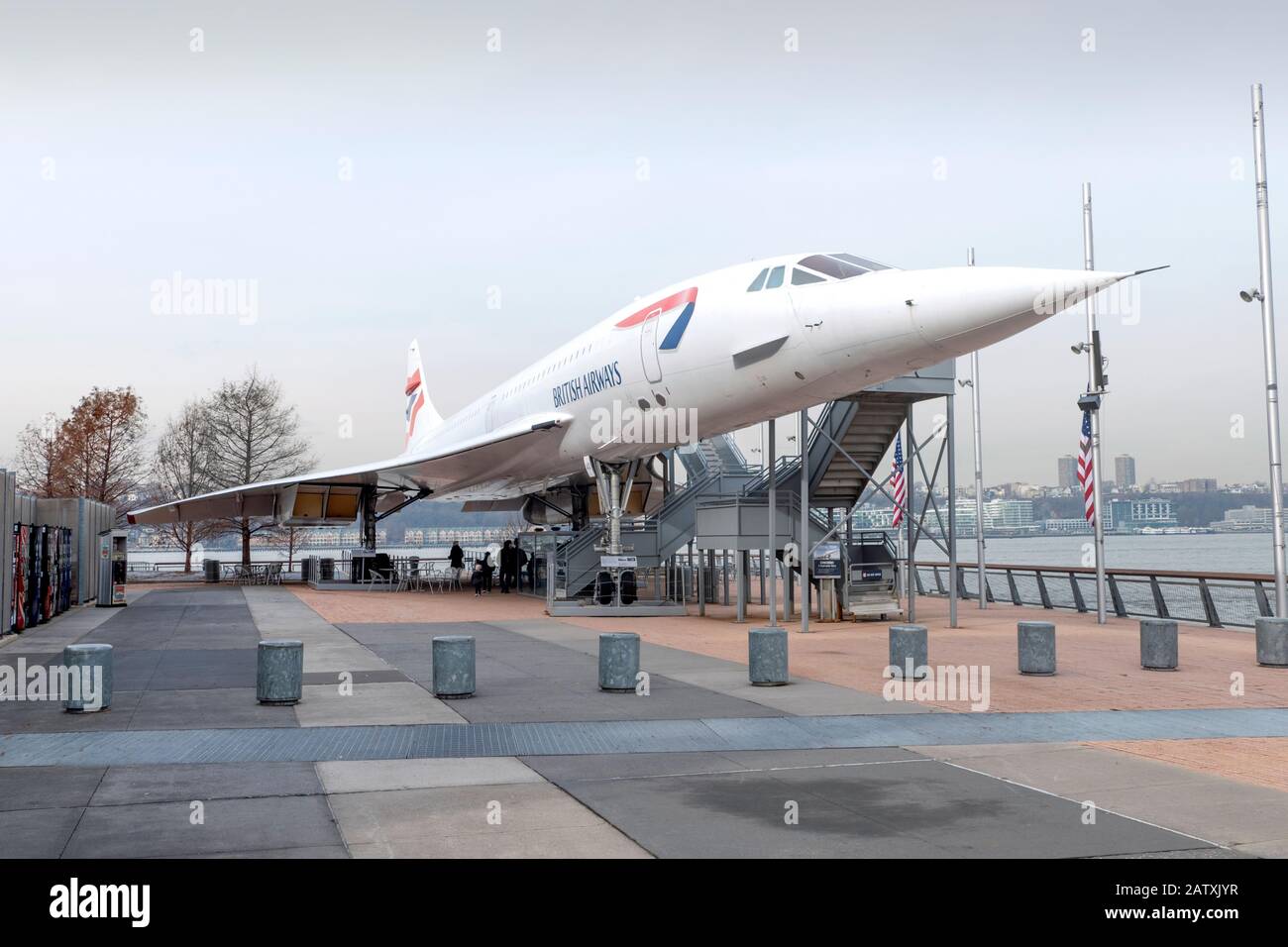 British Airways Supersonic Concorde aircraft parked on the flight deck ...