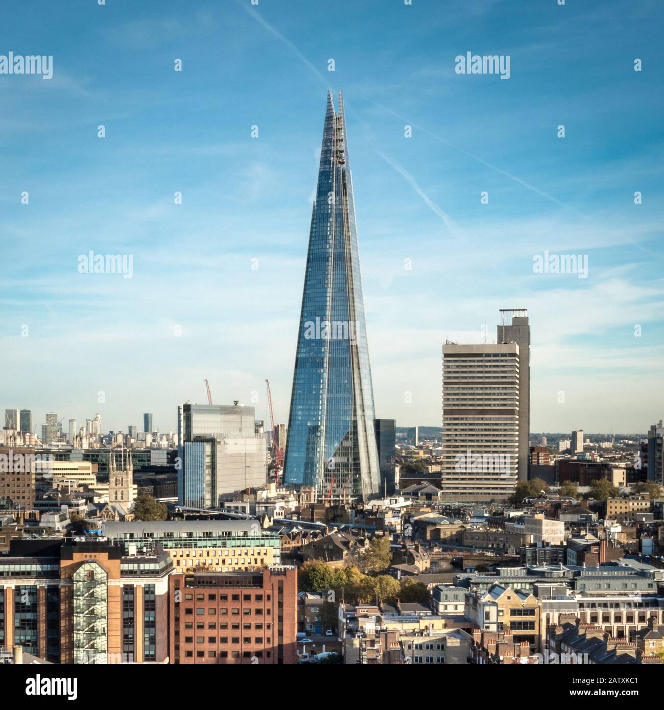 The Shard, London. High angle view of the iconic Shard skyscraper ...