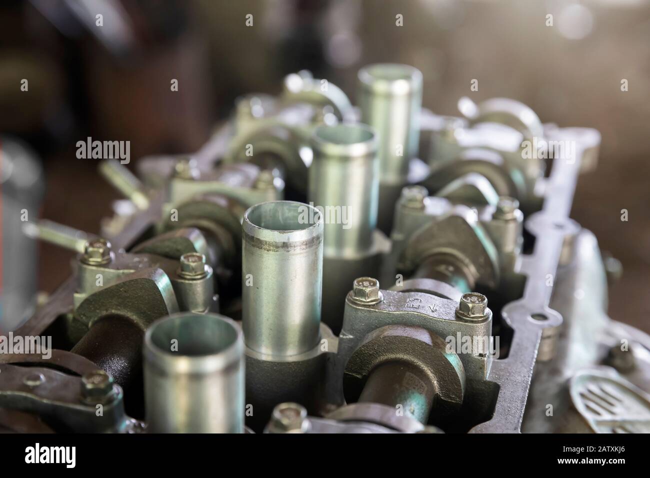 Car engine parts in the car repair garage Stock Photo - Alamy