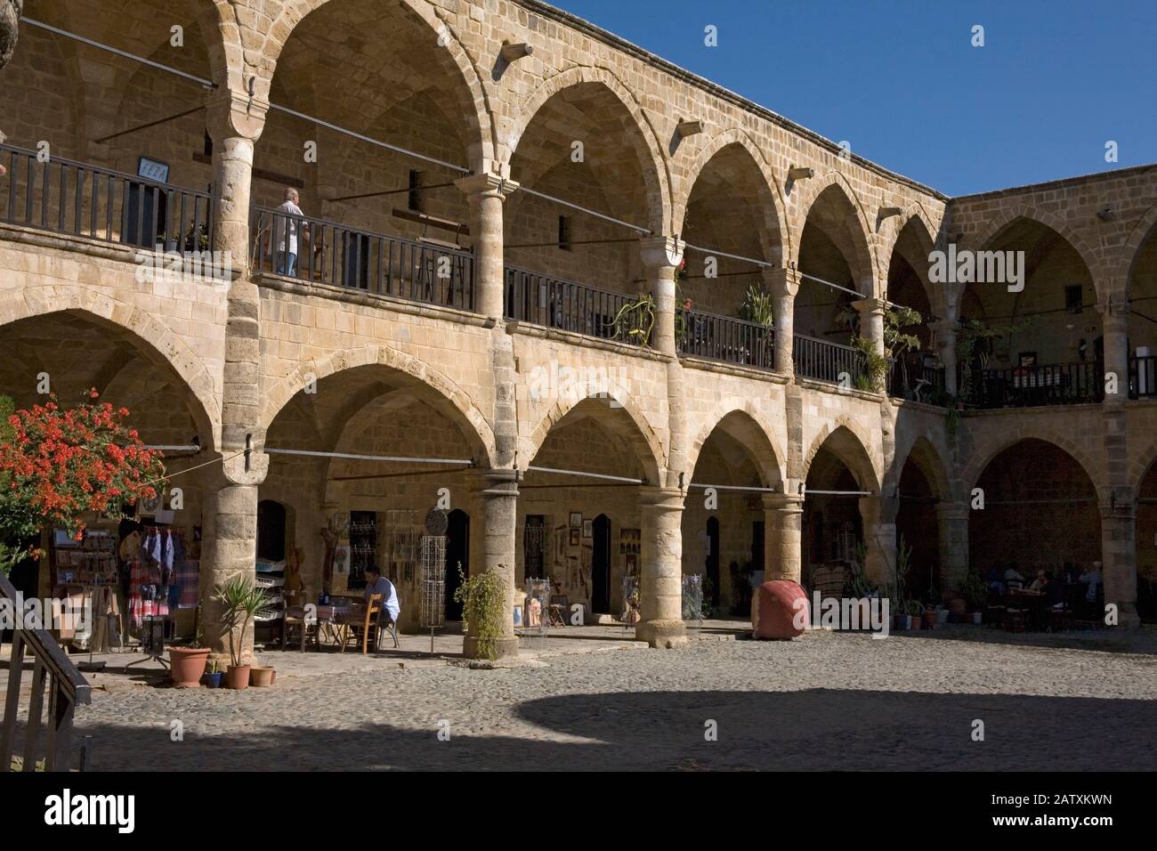 Two storey galleries of the 16th century Büyük Han, the famous ...
