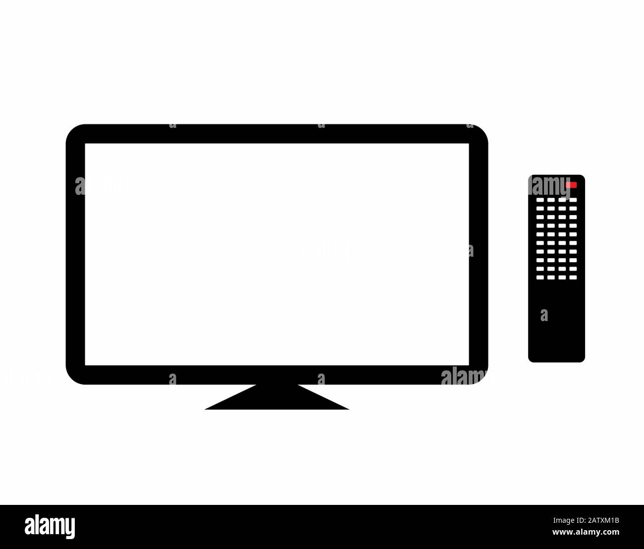 A flat design of a television and a remote control. A tv set vector ...
