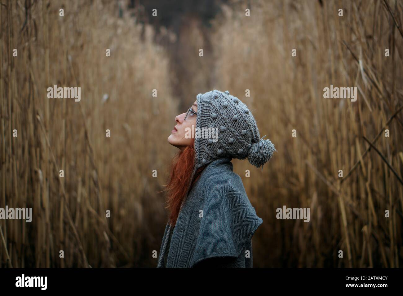 Girl in the forest of the reed Stock Photo - Alamy