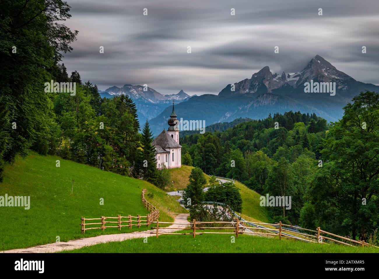 Chapel Maria Gern with Watzmann Mountains in the background ...