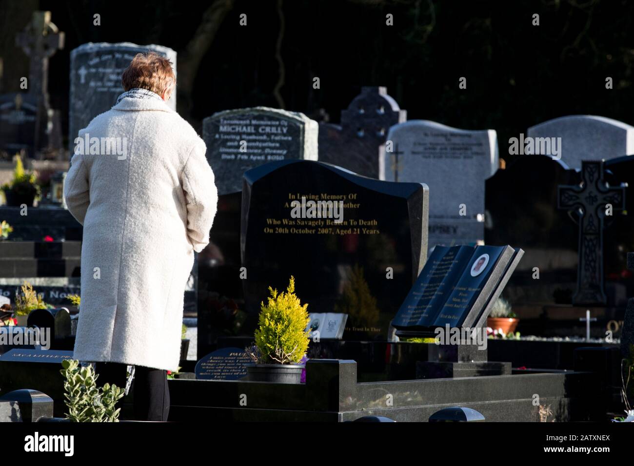 Breege Quinn at the graveside of her murdered son Paul Quinn at St ...