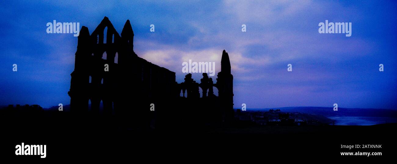 Panoramic silhouette of Whitby Abbey, UK Stock Photo - Alamy
