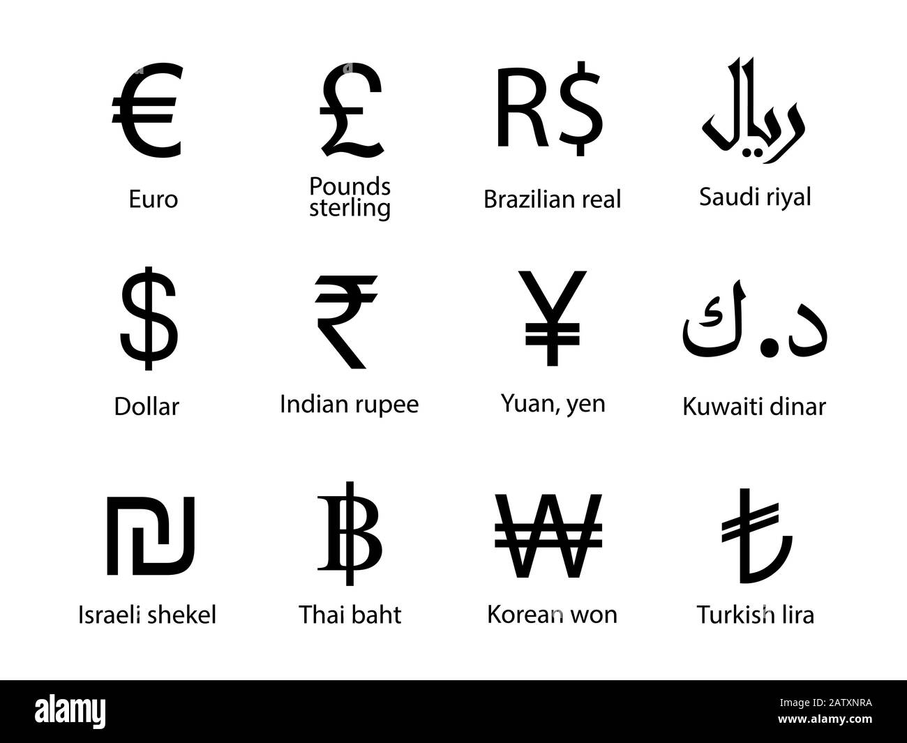 Currency, icon set. Vector illustration, flat design Stock Vector Image ...