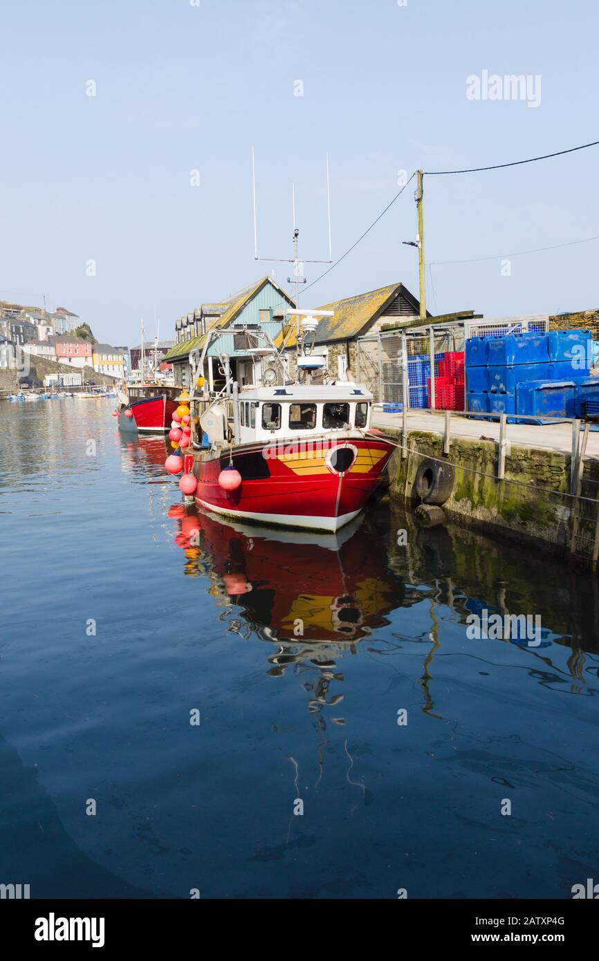 Traditional British inshore lobster and crab boats at the unloading ...