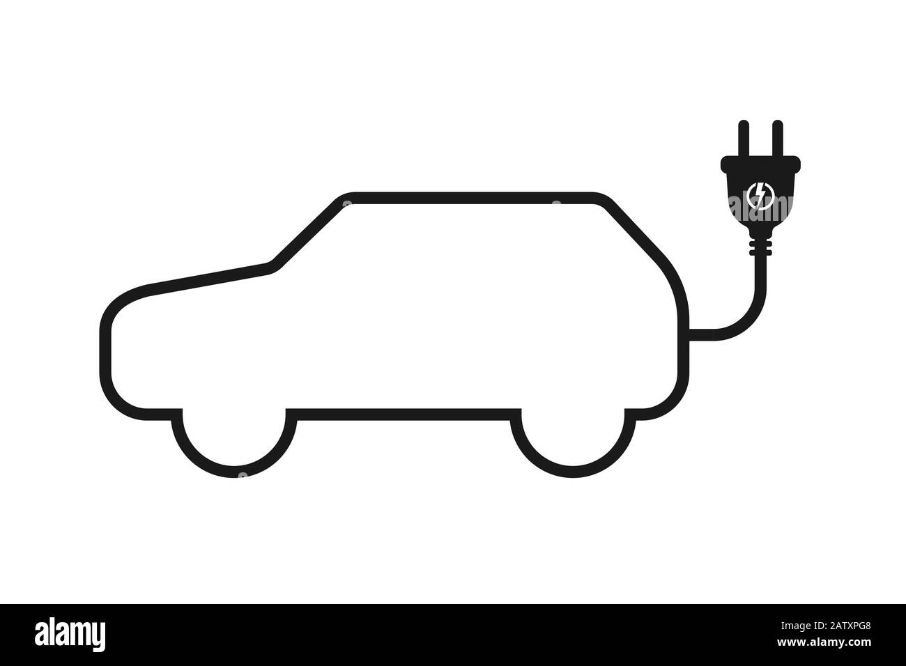 Electric car icon with cable contour and plug Stock Vector Image & Art ...