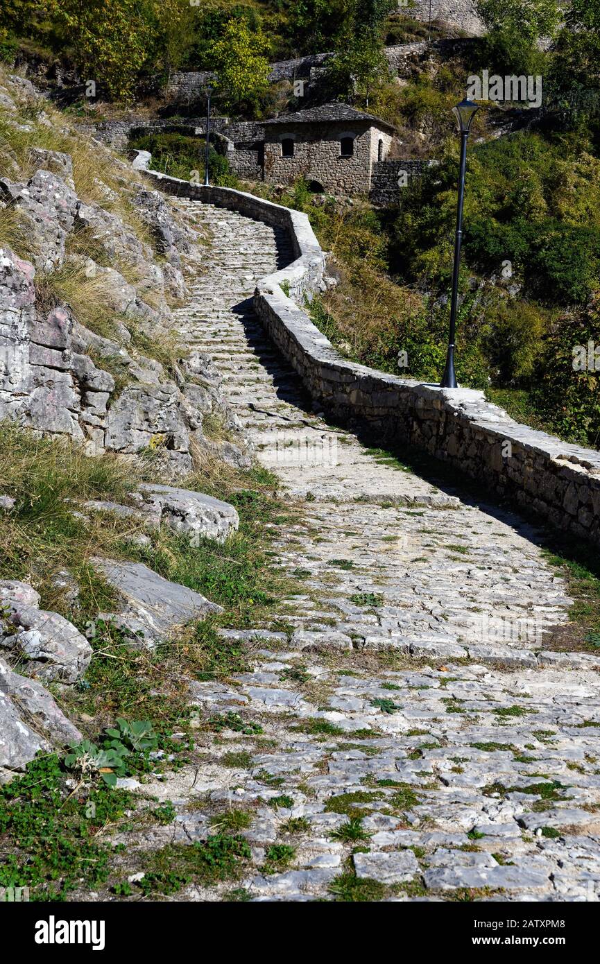 Cobble-stone pavement in the traditional village of Syrrako at the ...