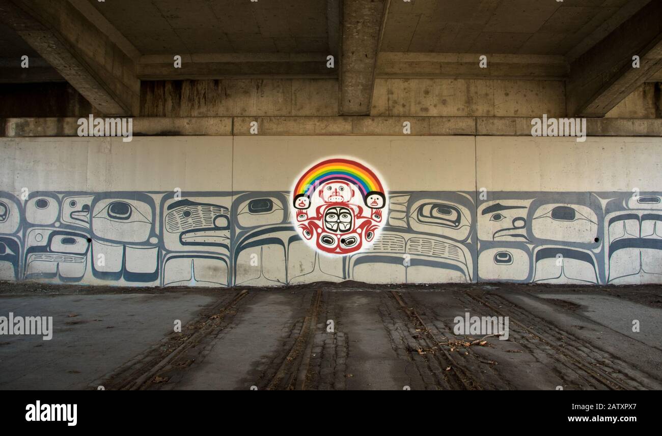 Vancouver graffiti under bridge Stock Photo - Alamy