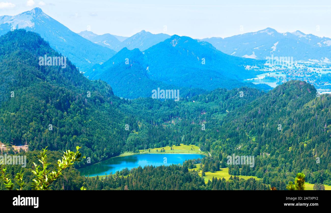 Landscape of Alpine mountains, Germany. Panoramic scenic view of nature ...