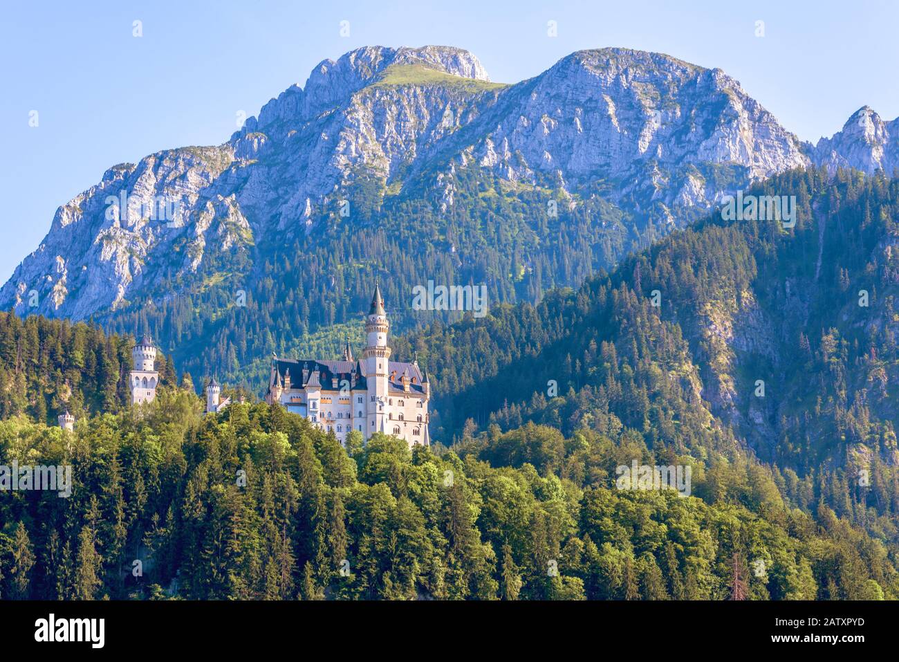 Landscape with Neuschwanstein castle, Bavaria, Germany. It is top ...