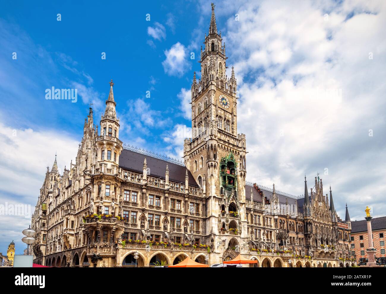 Marienplatz square in Munich, Bavaria, Germany. Beautiful view of Town ...