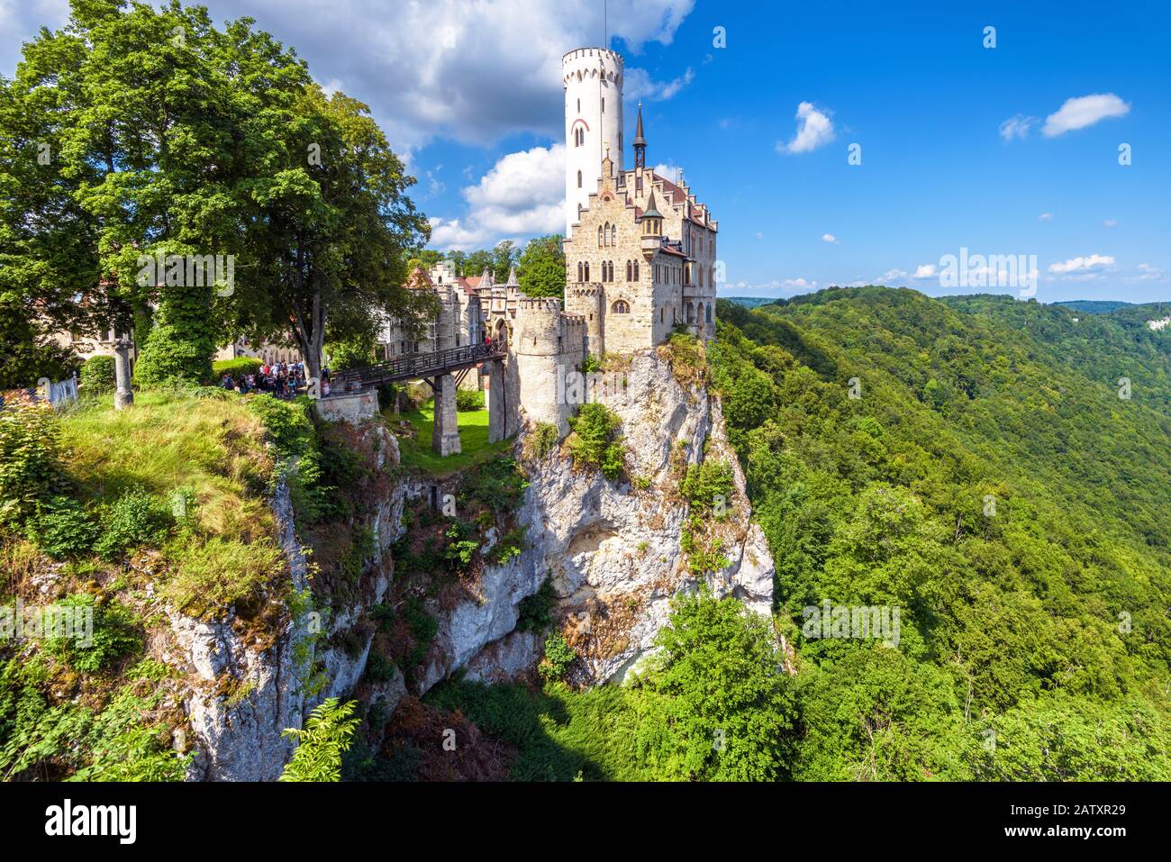 Lichtenstein Castle in summer, Baden-Wurttemberg, Germany. This ...