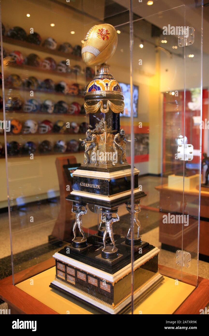 The Fiesta Bowl trophy on display at the Ziegler Fiesta Bowl Museum in ...