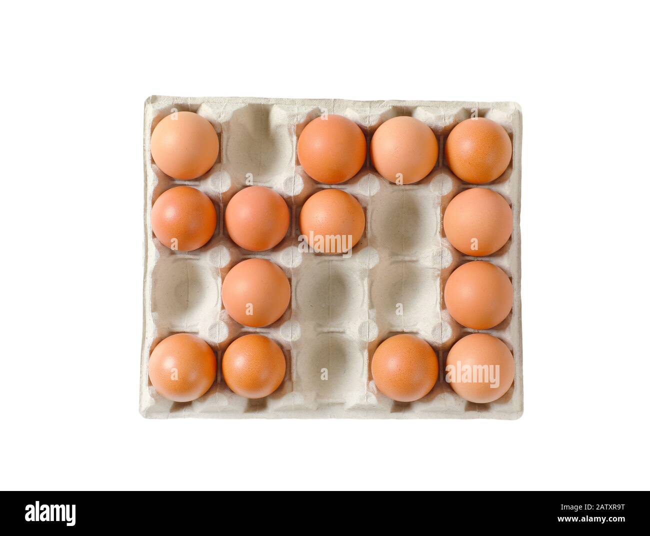 Fresh brown eggs in a twenty dimpled egg tray isolated on white Stock ...