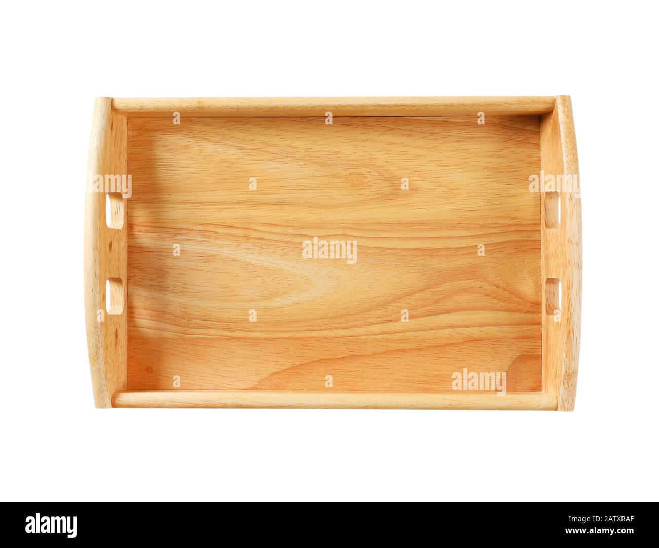 Empty rectangle wooden serving tray isolated on white Stock Photo - Alamy