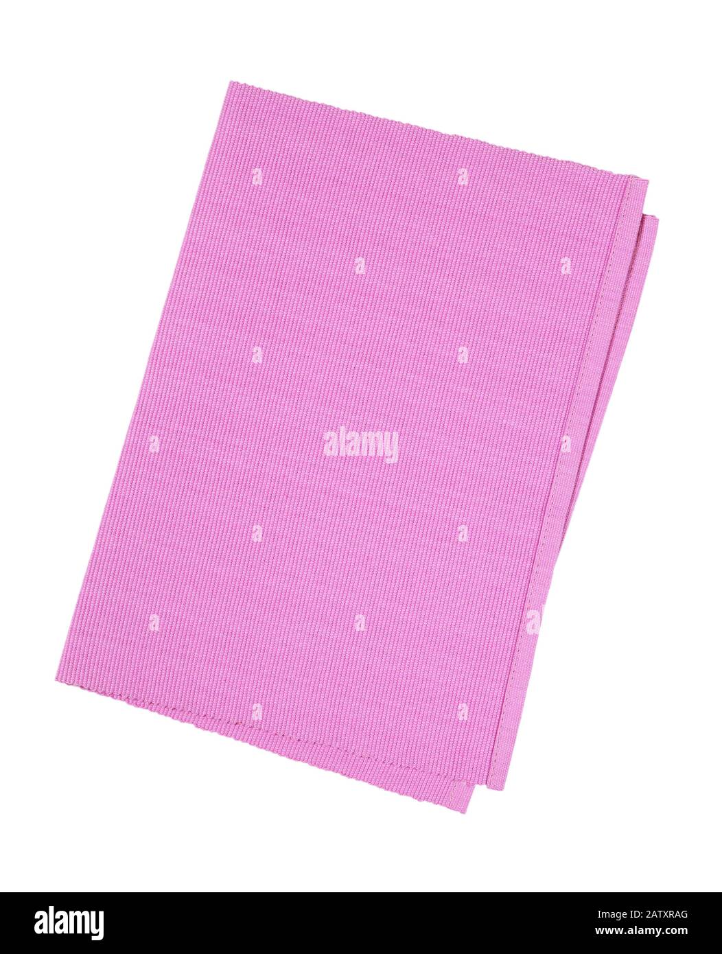 Pink woven cotton place mat folded in half isolated on white Stock ...