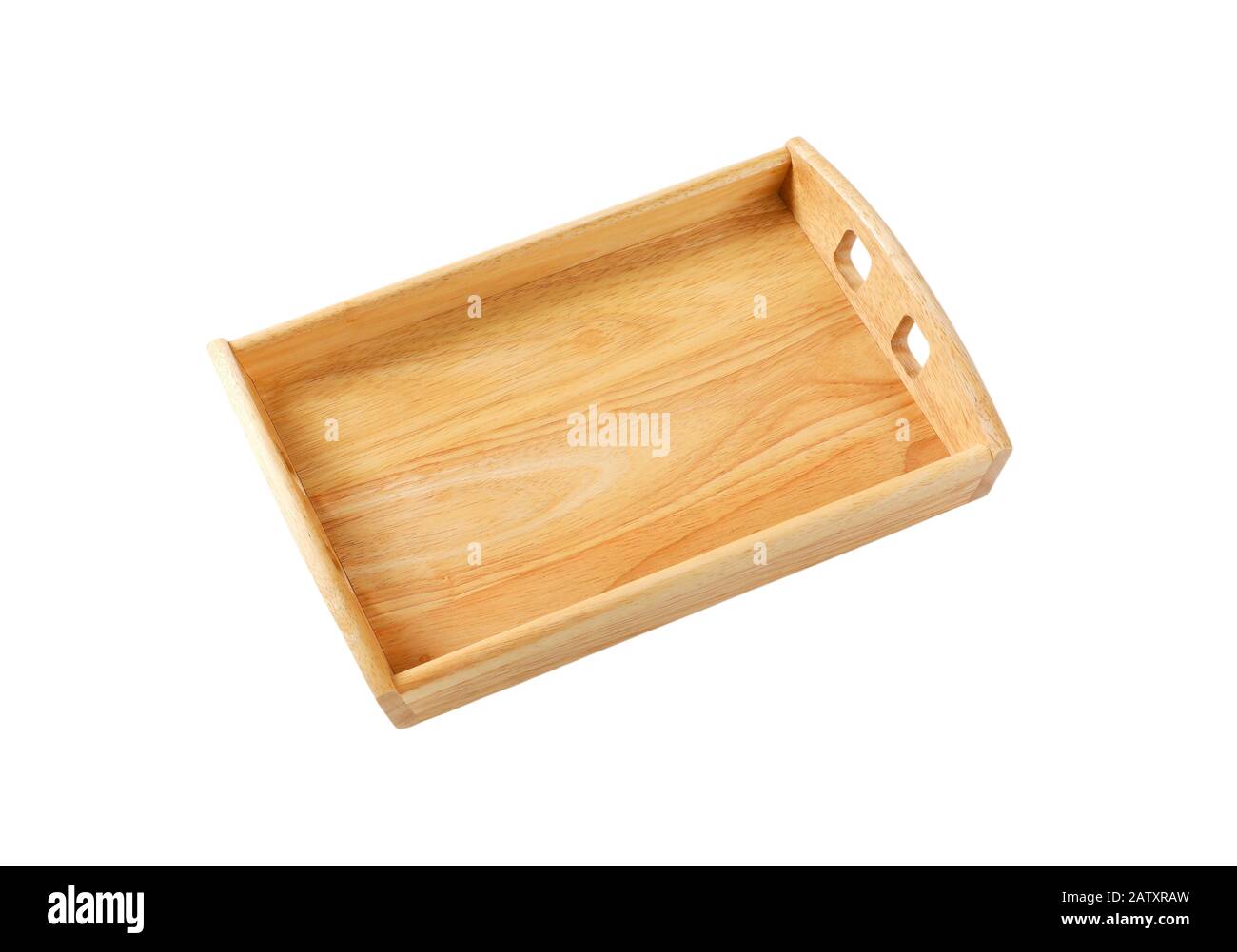 Empty rectangle wooden serving tray isolated on white Stock Photo - Alamy