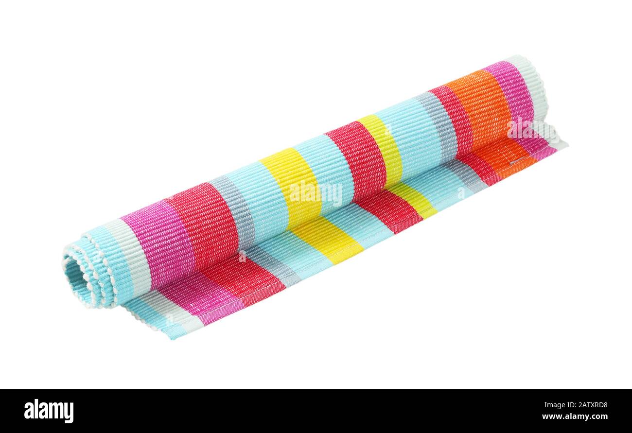 Colorful striped ribbed woven cotton place mat isolated on white Stock ...