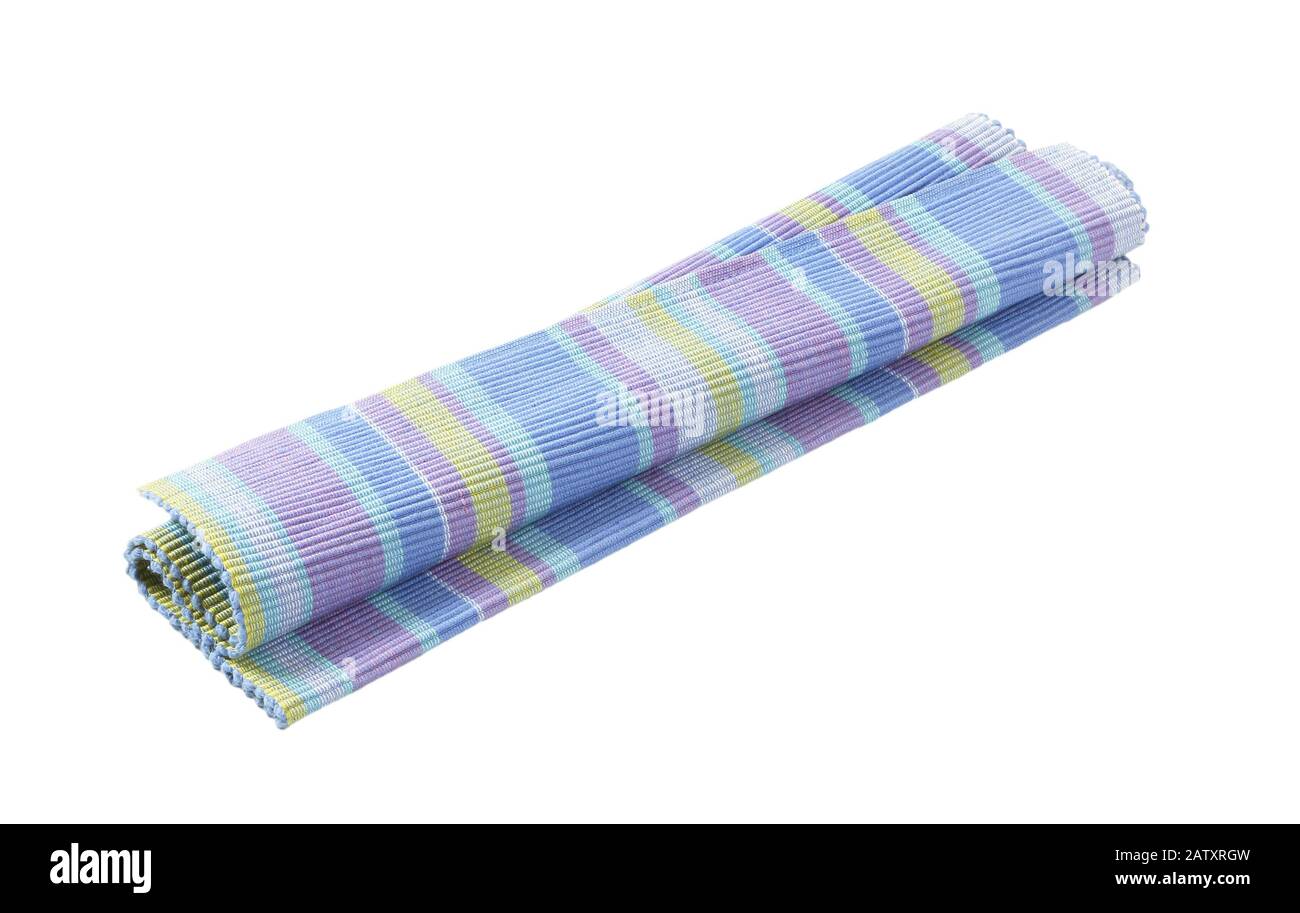 Colorful striped ribbed woven cotton place mat isolated on white Stock ...