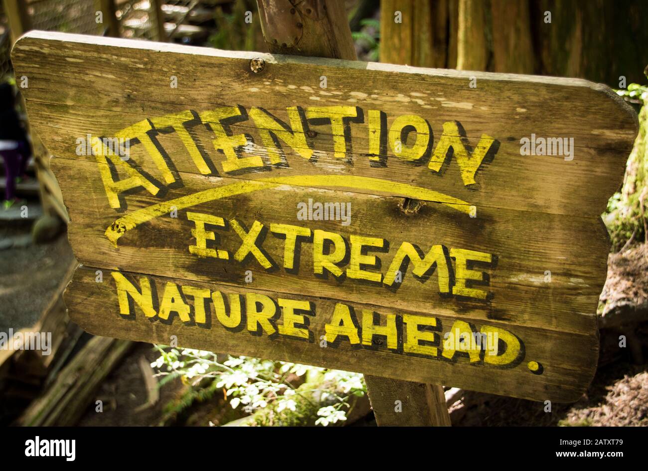 Attention Extreme Nature Sign Stock Photo - Alamy