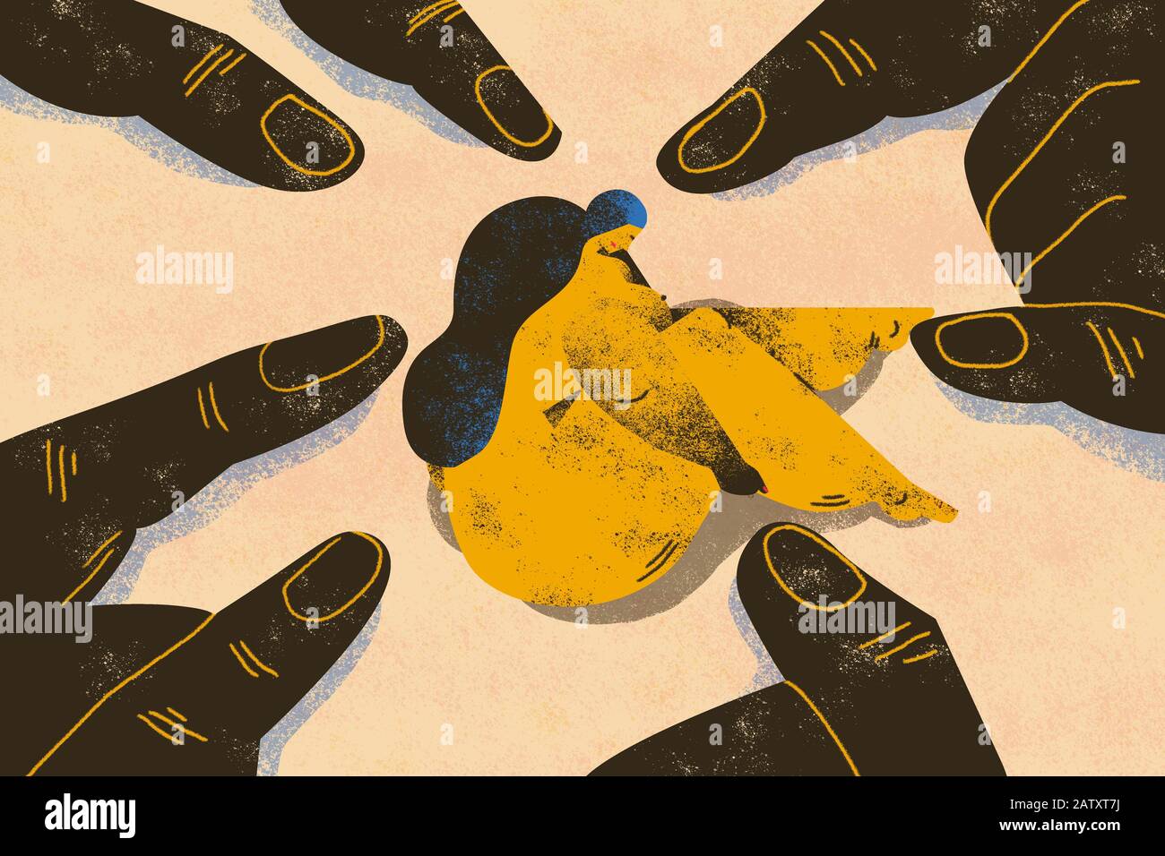 Overweight woman pointed by people accusatory fingers Stock Photo - Alamy