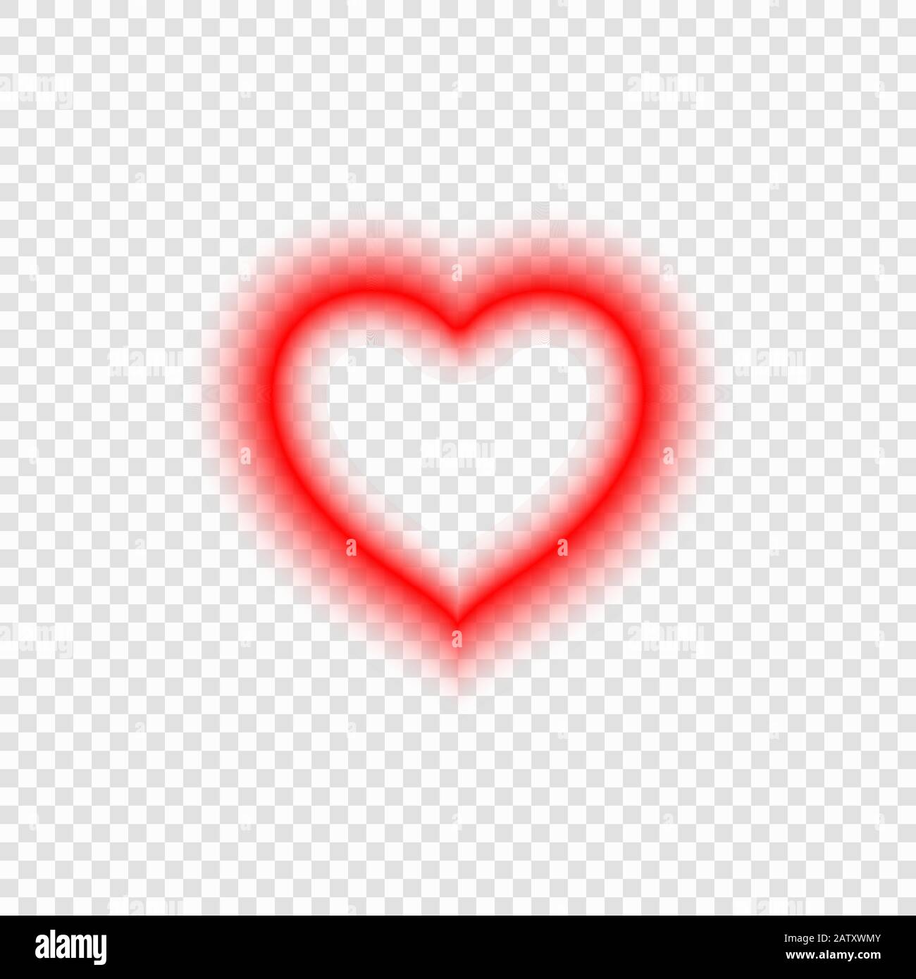 Bright neon heart. Blur heart sign on transparent background Stock ...