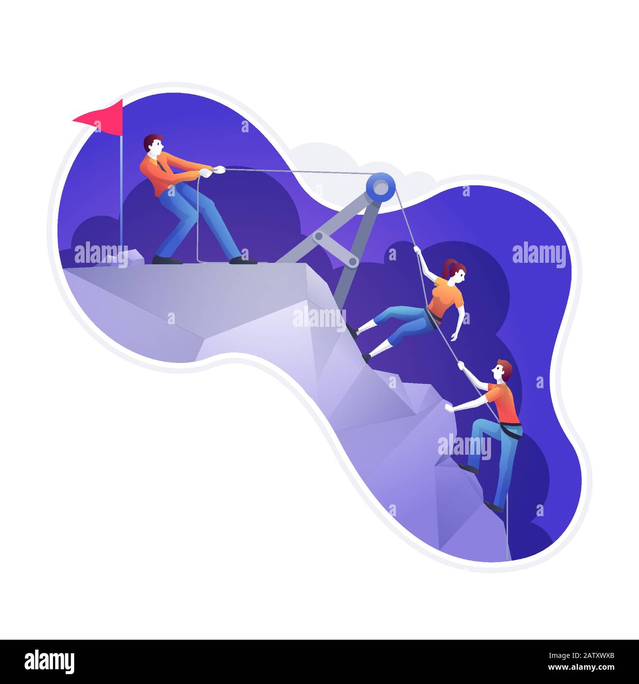 Team mountain climbing Cut Out Stock Images & Pictures - Alamy