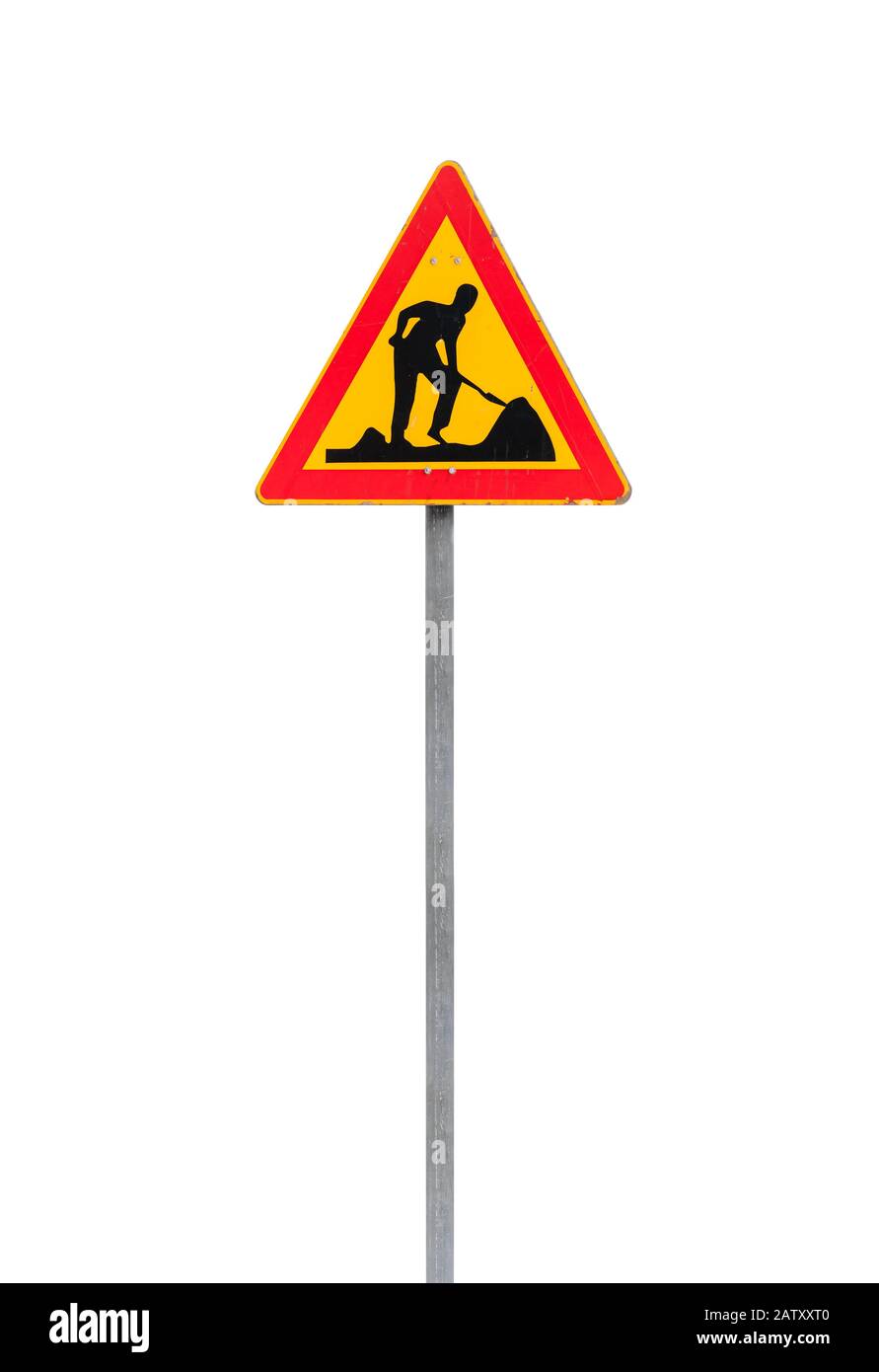 Man digging road work sign hi-res stock photography and images - Alamy