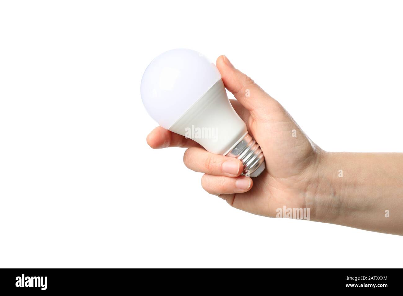 Hand holding light bulb, isolated on white background Stock Photo - Alamy