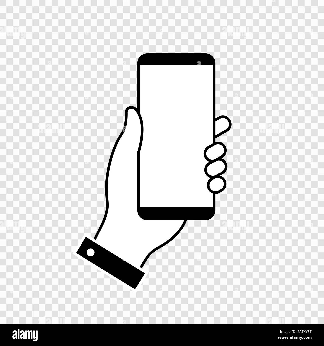 Hand Holding Mobile Phone Vector Icon Stock Vector Image And Art Alamy