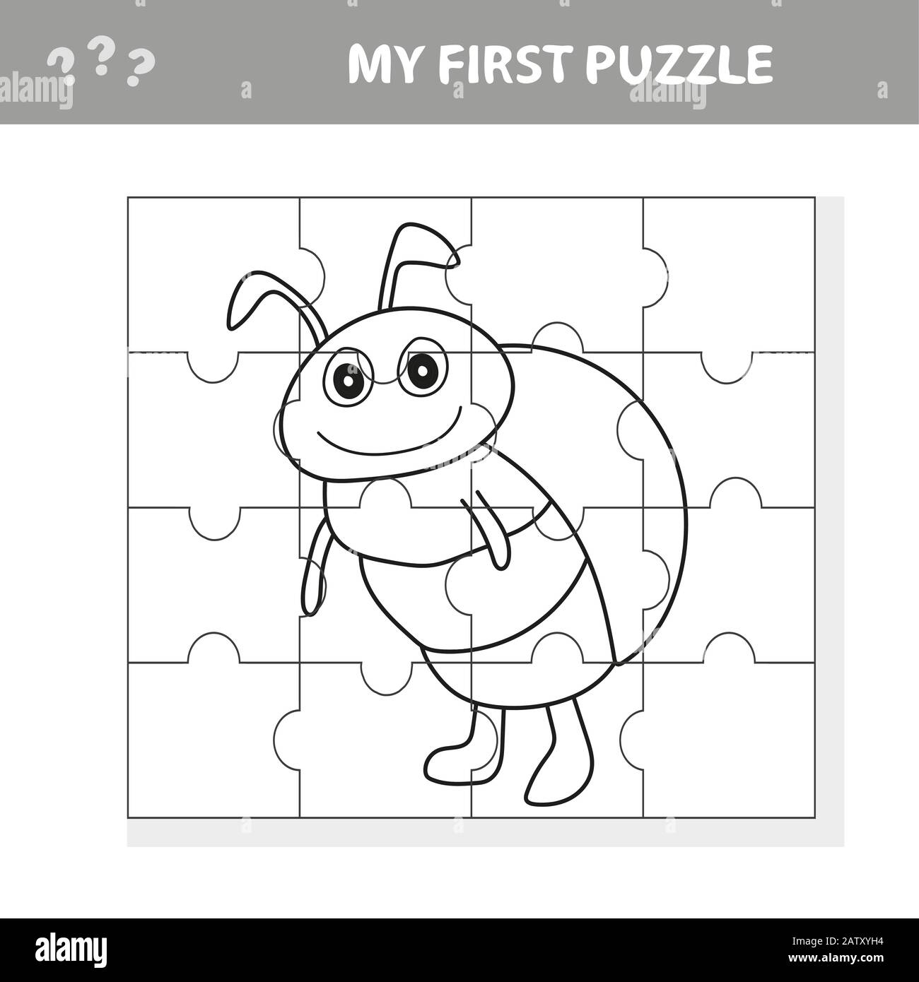 Cartoon Illustration of Education Jigsaw Puzzle Game for Preschool ...