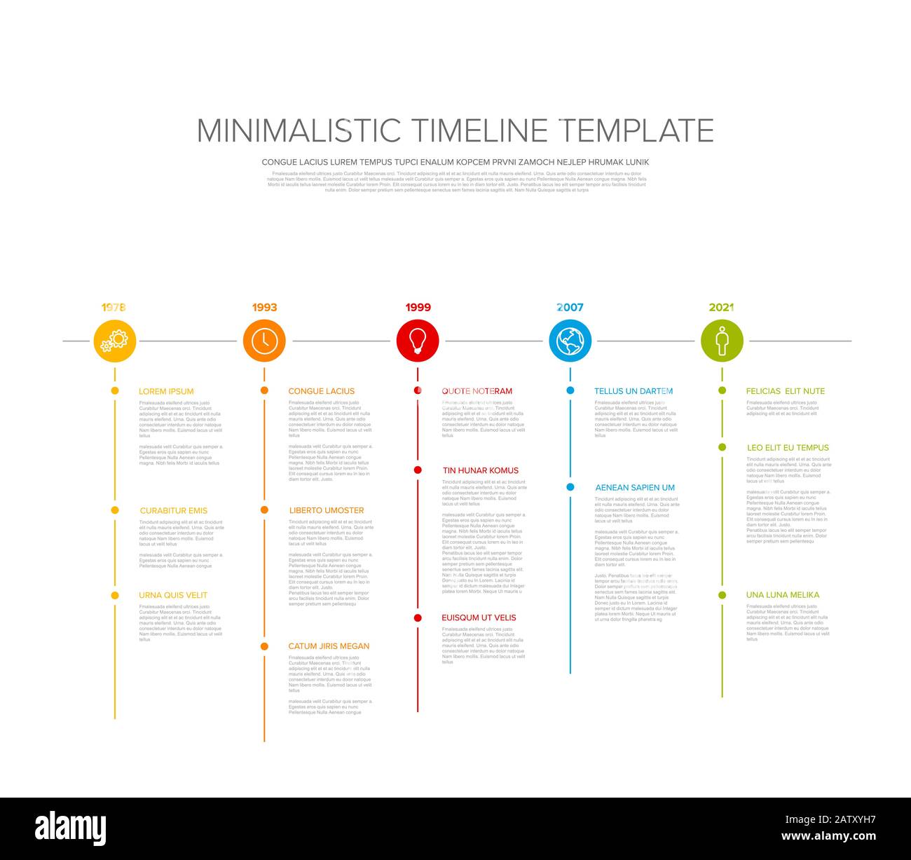 Simple timeline template with color icons and descriptions Stock Vector ...