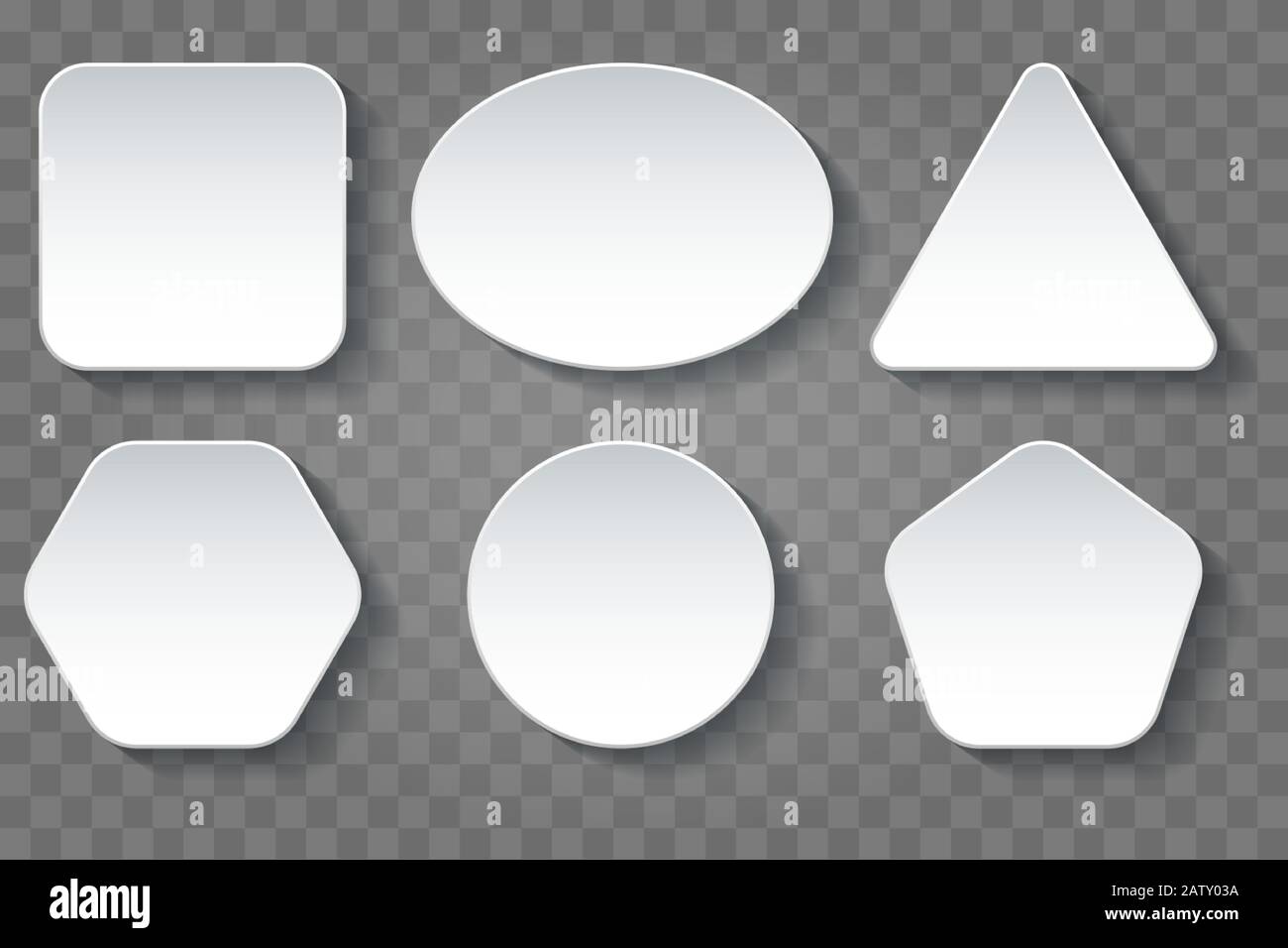 Different White 3d blank square and rounded buttons. Button banner ...