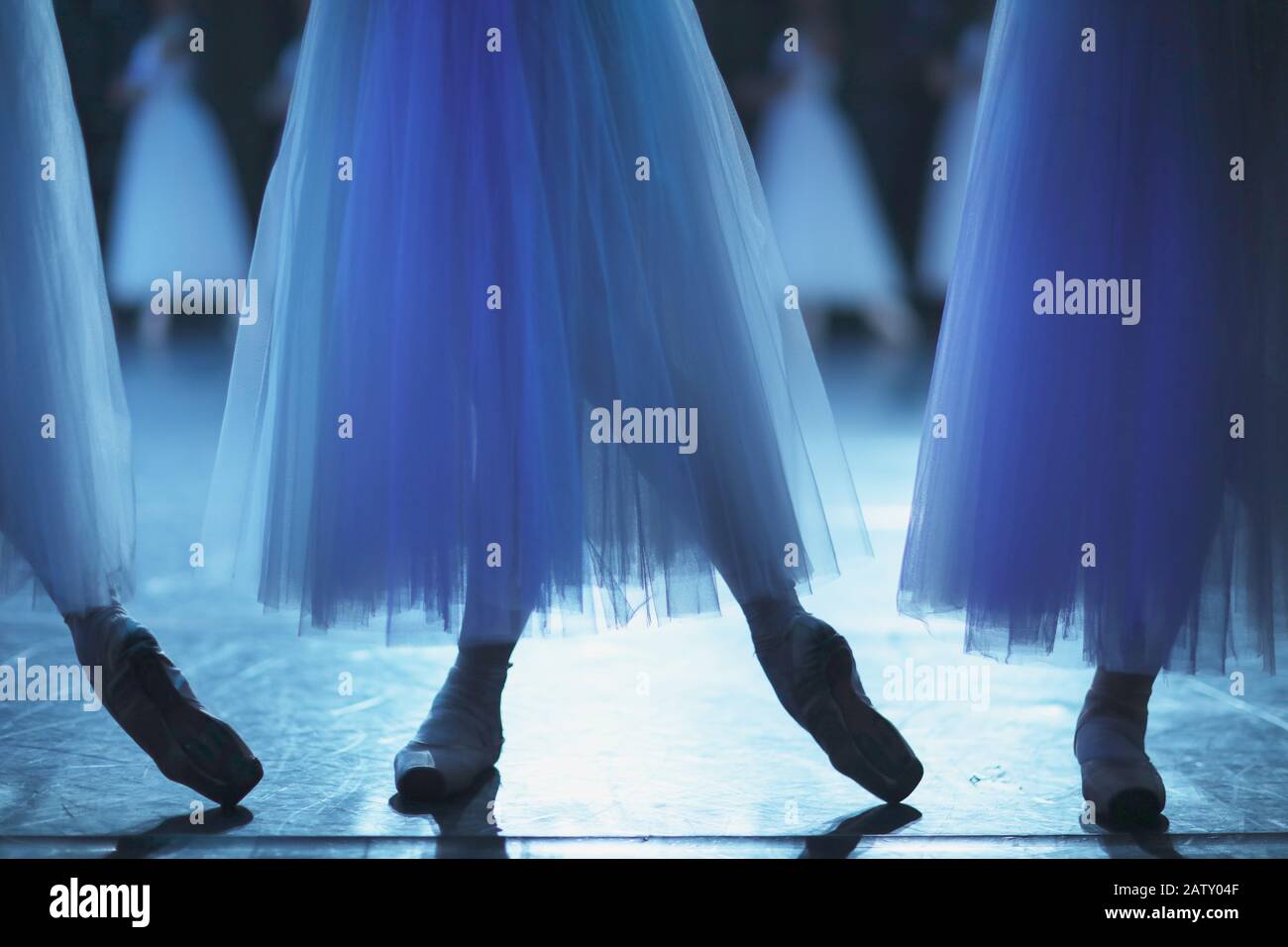 The legs of the corps de ballet dancers in a dance position in the ...