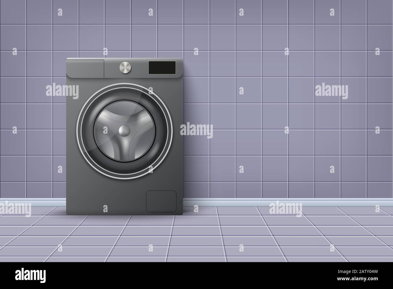 Realistic modern washing machine in front of wall Stock Vector Image ...