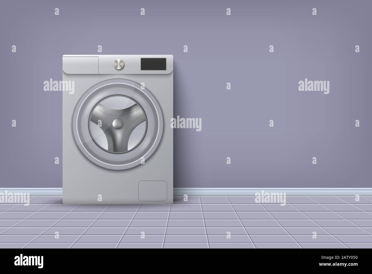 Realistic modern washing machine in front of wall Stock Vector Image ...