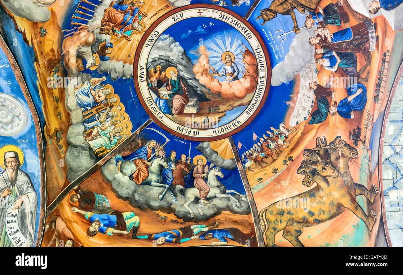 Fresco depicting heaven at Church of St Joachim of Osogovo at ...