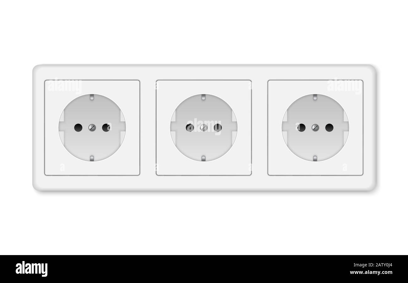 realistic electric socket on a white wall Stock Vector Image & Art - Alamy