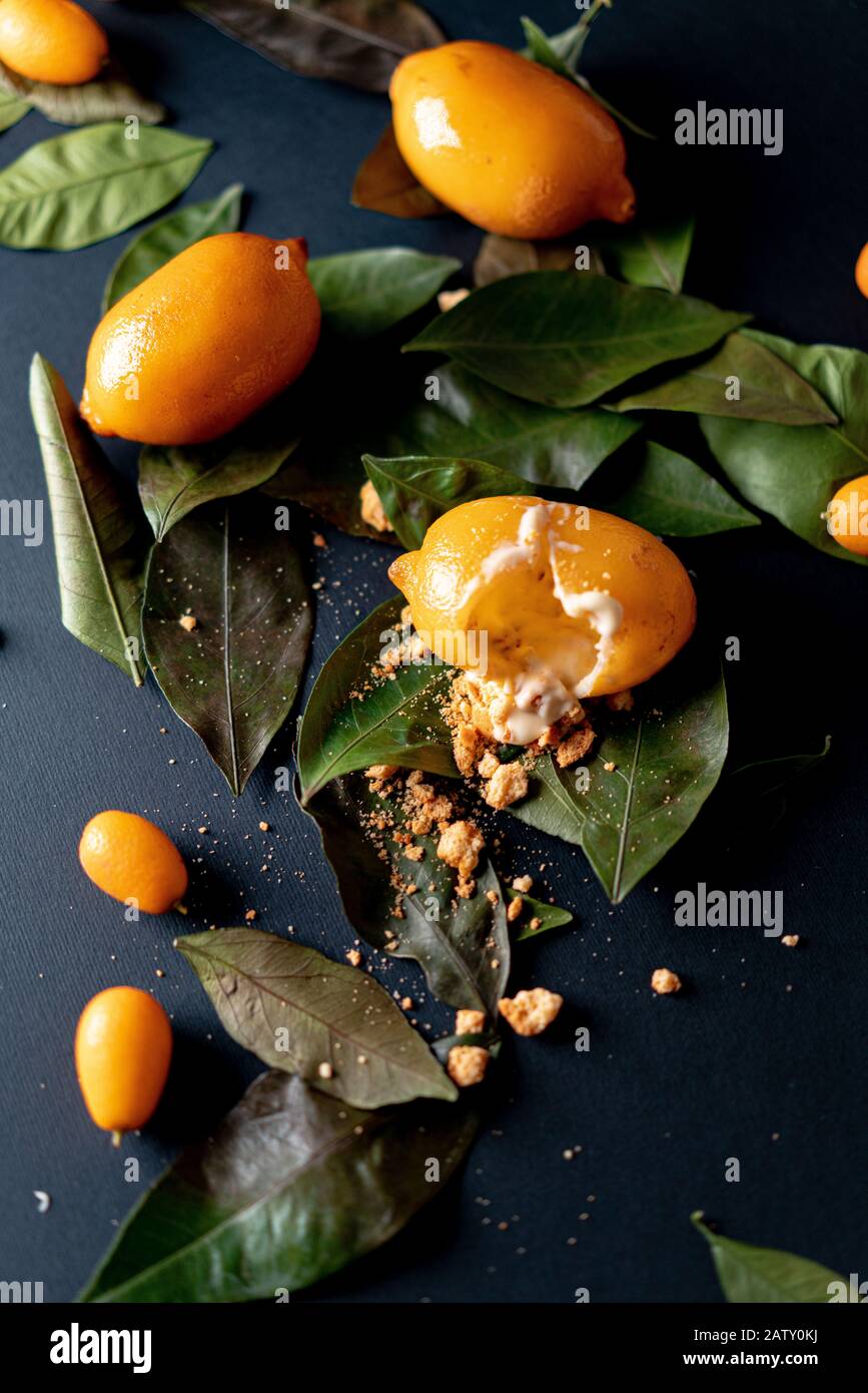 Broken Dessert Made From Natural Lemons, Lime Custard or Curd And ...