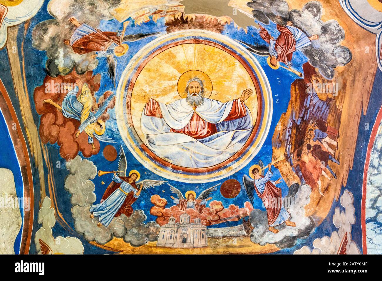 Fresco depicting heaven at Church of St Joachim of Osogovo at ...